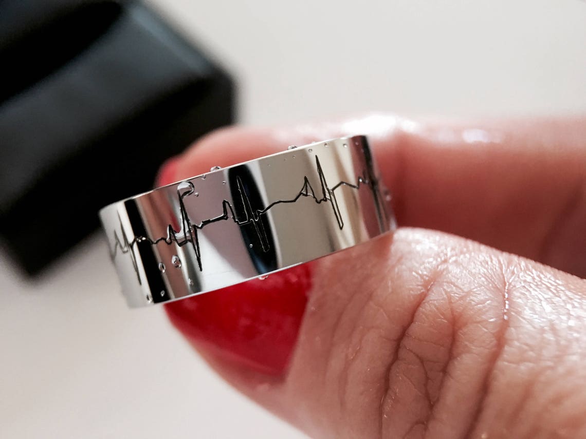 Heartbeats Ring Tungsten Ring Man Women Wedding Ring His and - Etsy