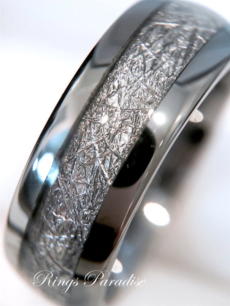 Matching Wedding Bands Meteorite Inlay Rings His and Her - Etsy