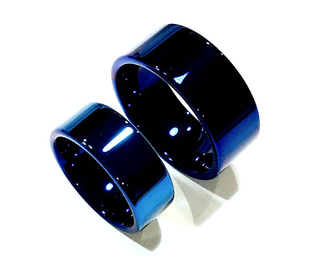 Blue Tungsten Ring Couples Wedding Ring Wedding Band Sets - Etsy