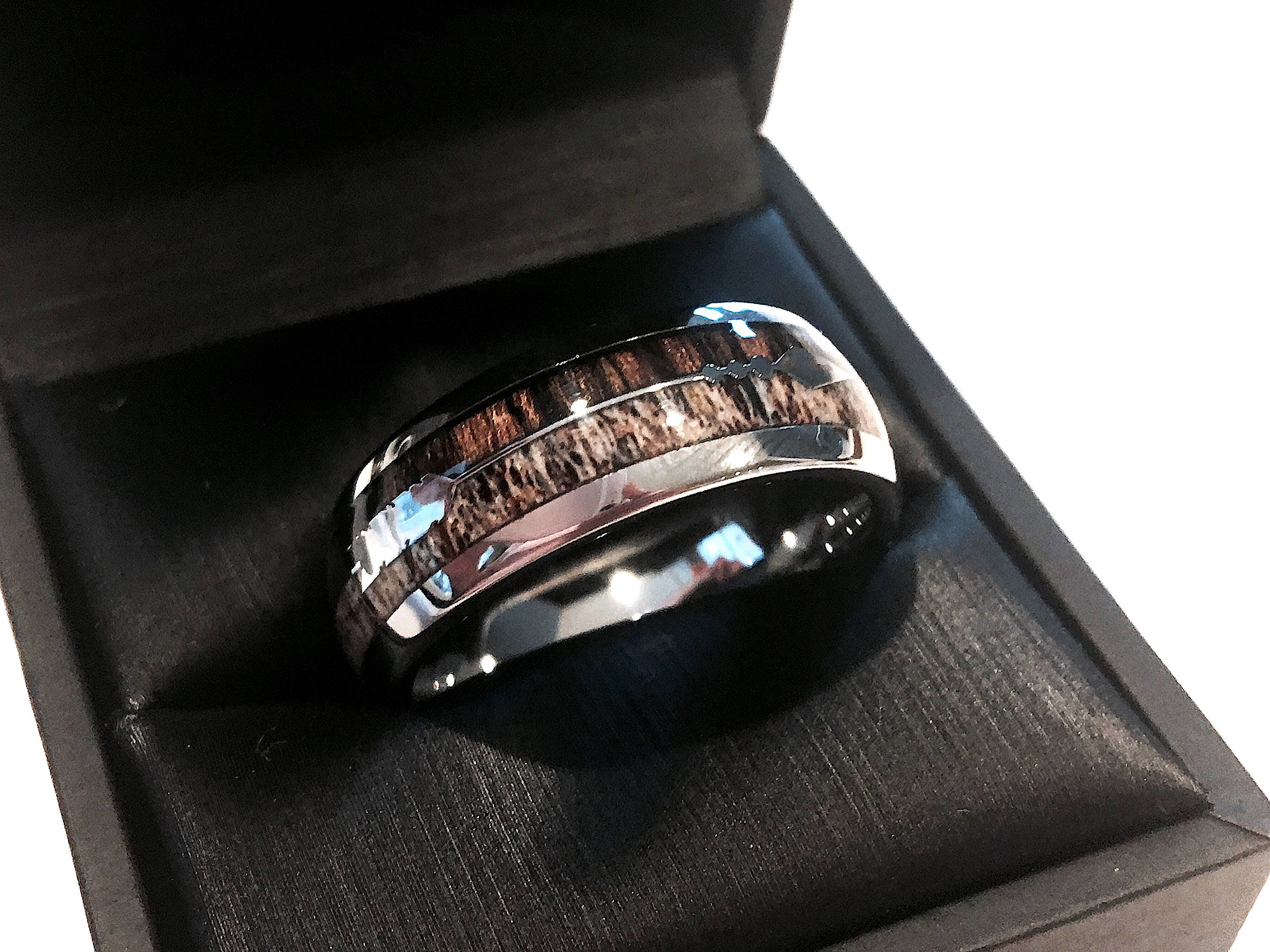 Antler Ring Real Antler Elk Ring Wood and Antler Inlay | Etsy