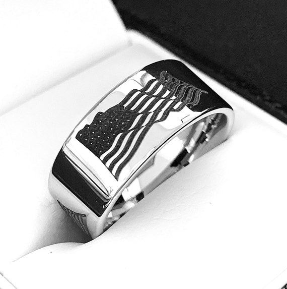 American Flag Ring Tungsten Wedding Band Mens Tungsten Ring | Etsy