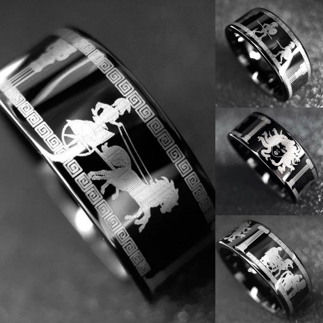 Tungsten Ring Ancient Greek Spartan Warriors Scene Pattern - Etsy