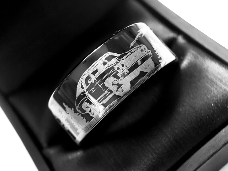 Mens Ring Mens Wedding Band Black Mustang Car Engraved Ring | Etsy