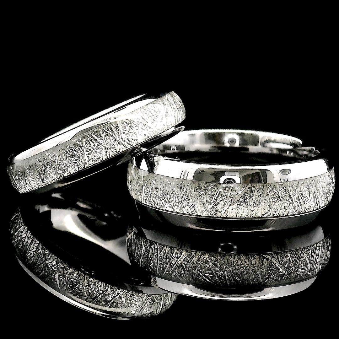 Celestial Meteorite Tungsten Carbide Ring: Unique Unisex Wedding Band ...