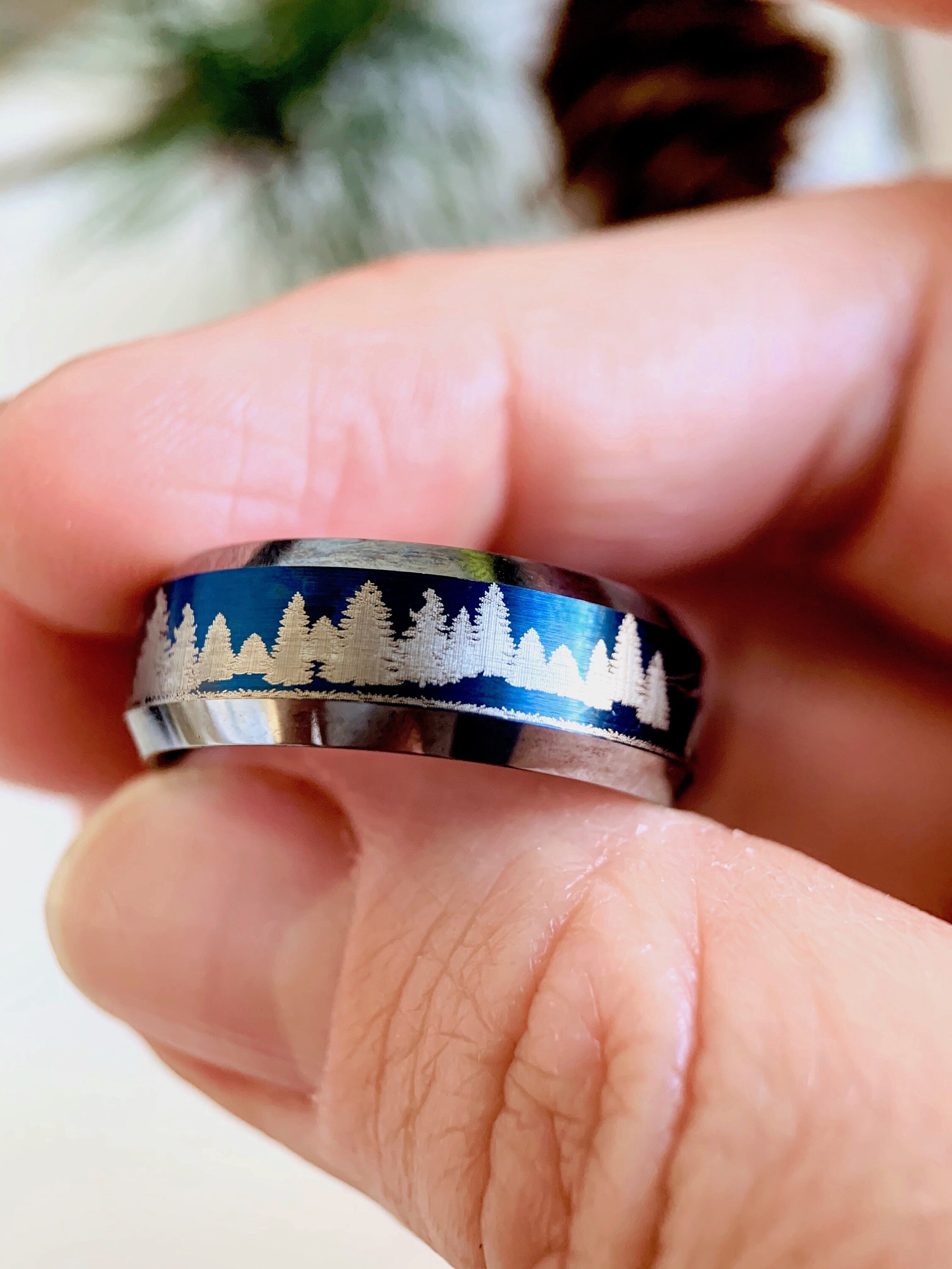 Bears in Mountains Forest Landscape Engagement Ring Promise | Etsy