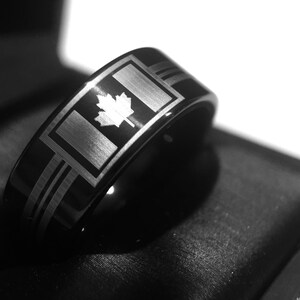 Mens Wedding Bands Military Ring Canadian Flag Engraved - Etsy