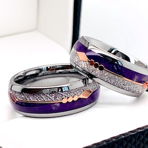 Mens Wedding Bands, Purple Ring, Matching Rings Set, His and Hers ...
