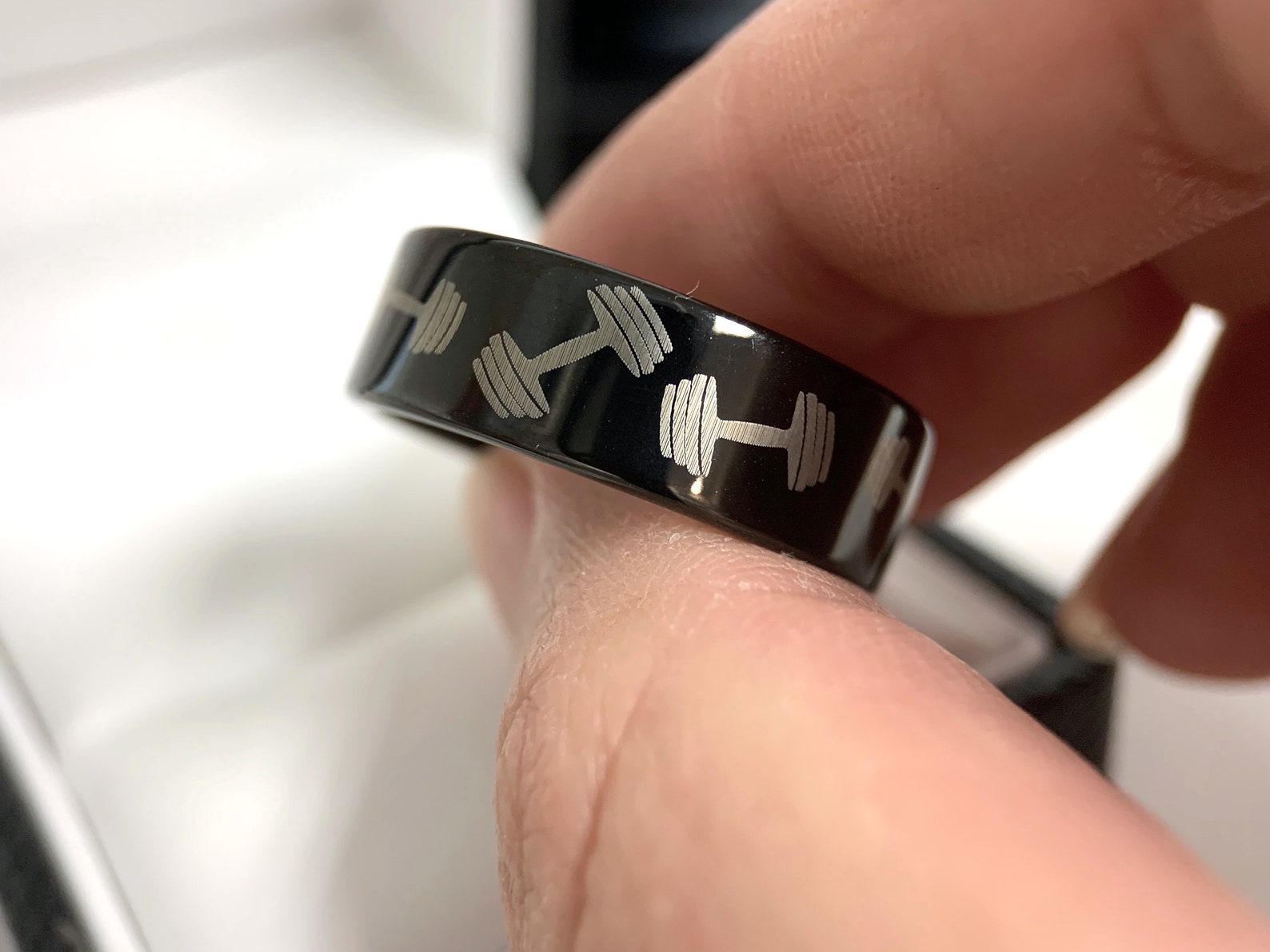 Dumbbell Ring Sport Ring Mens Ring Fitness Jewelry Sport - Etsy