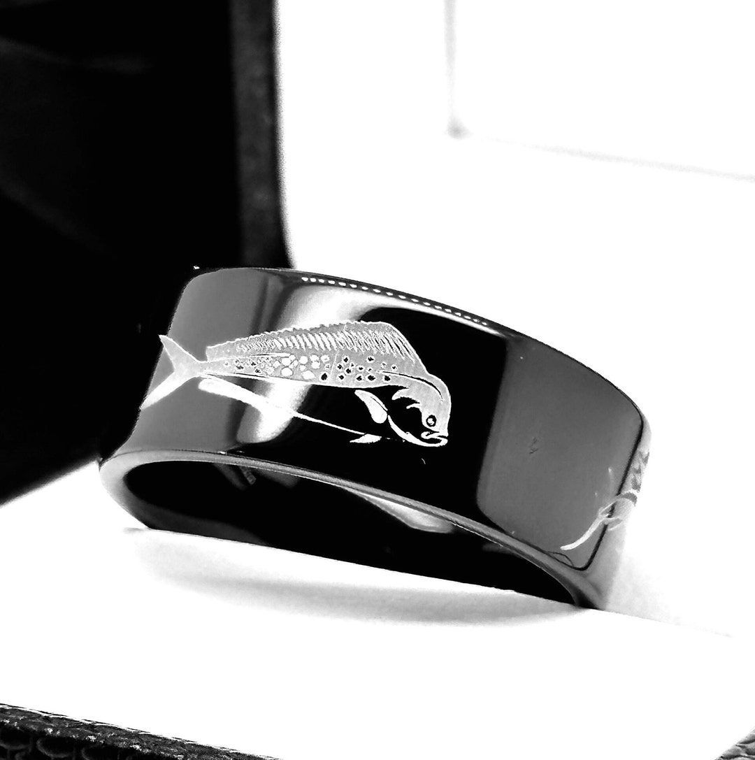Sailfish, Marlin, Mahi Fish, Black Tungsten Ring, Best Fisherman Gift ...