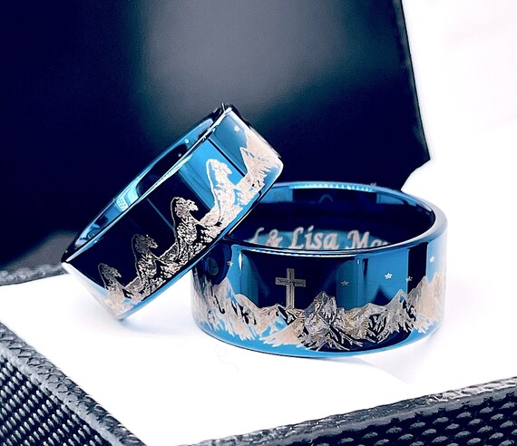 Mountains Range and Ocean Wave and Cross Pattern Tungsten | Etsy