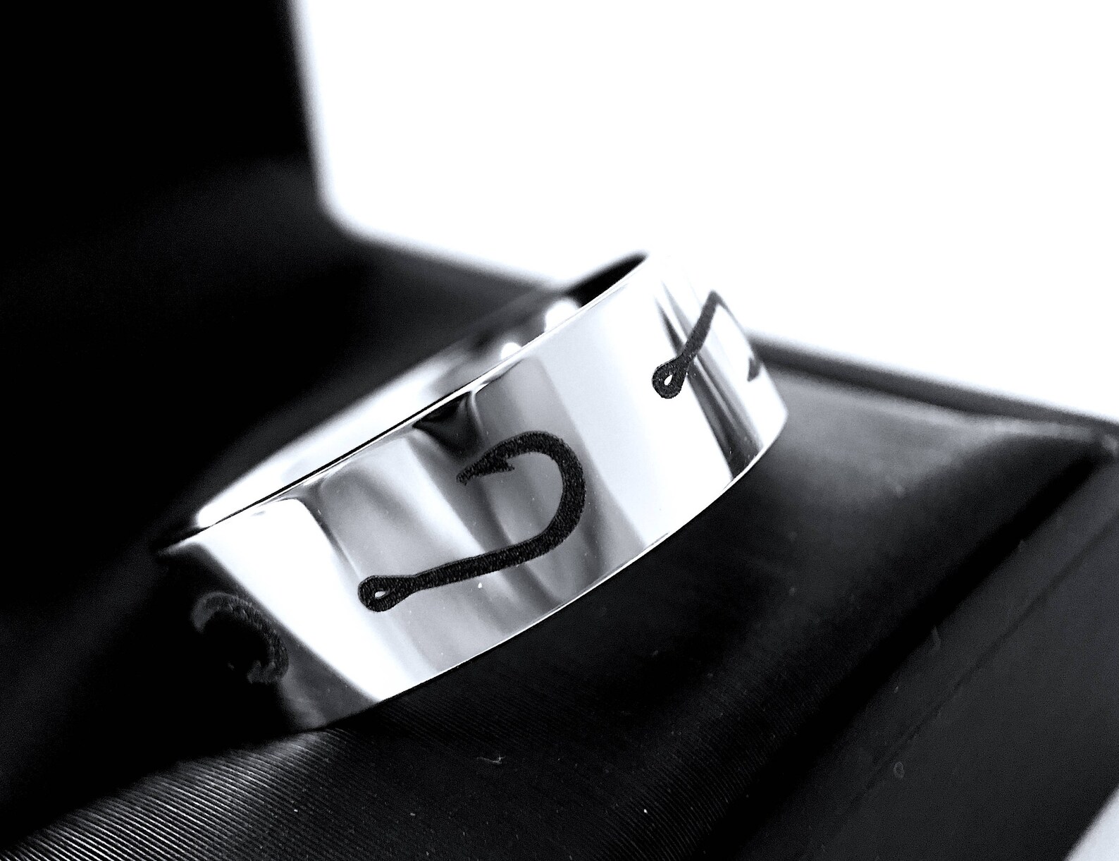 Hook Ring, Tungsten Wedding Band, Men Promise Rings, Fishing Hook Ring ...