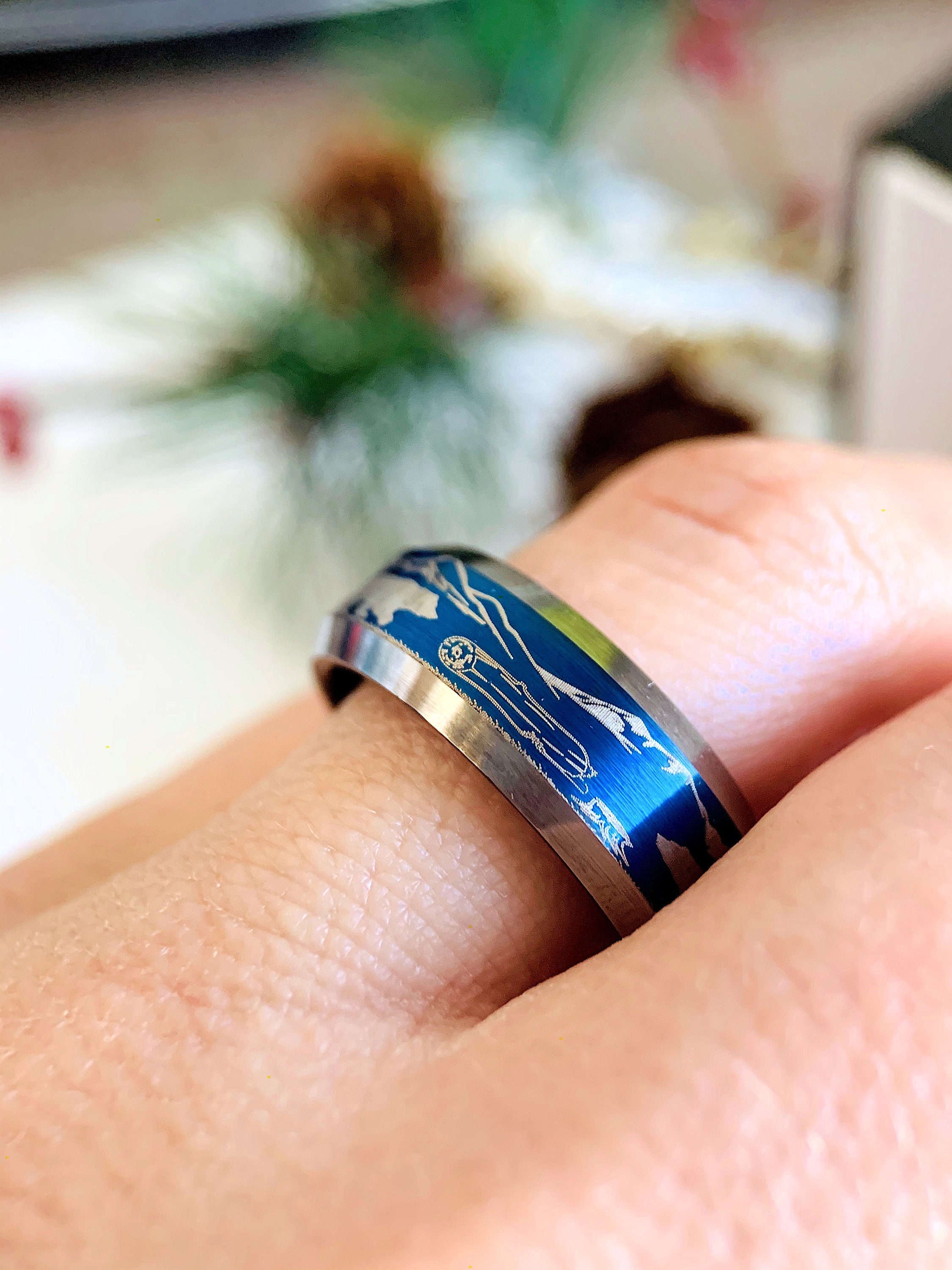 Bears in Mountains Forest Landscape Engagement Ring Promise | Etsy