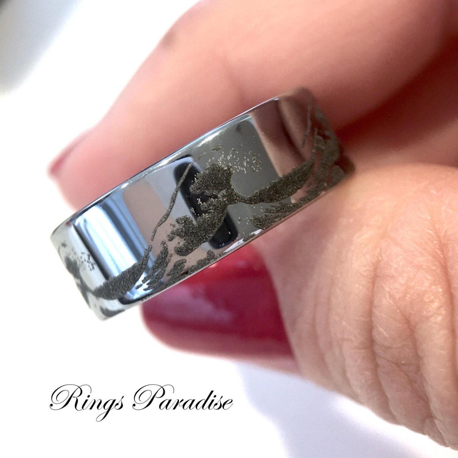 Ocean Ring Wave Ring Custom Wedding Ring Wedding Band His - Etsy