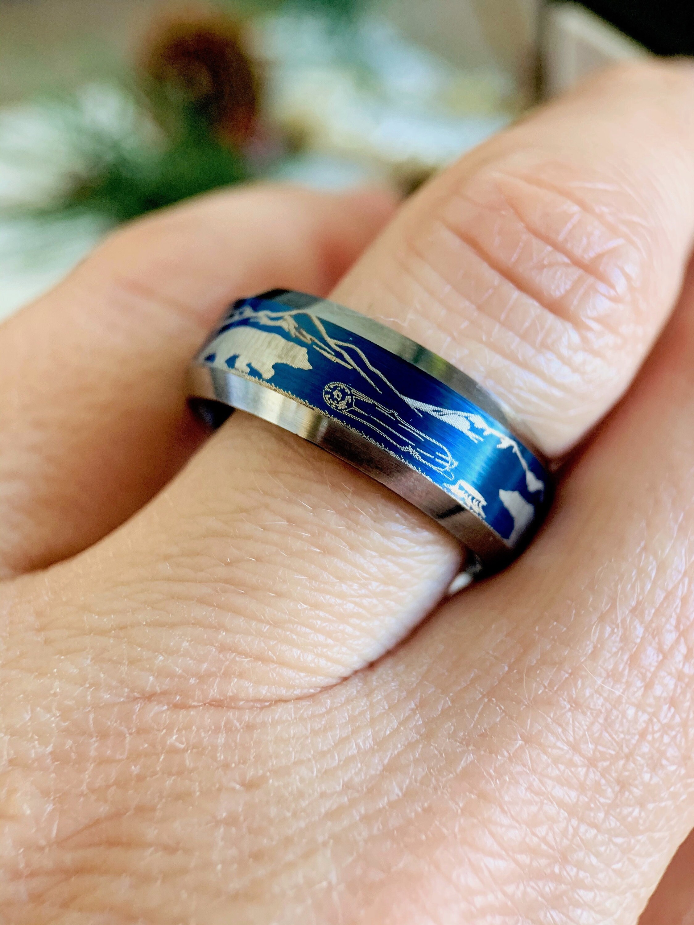 Bears in Mountains Forest Landscape Engagement Ring Promise | Etsy