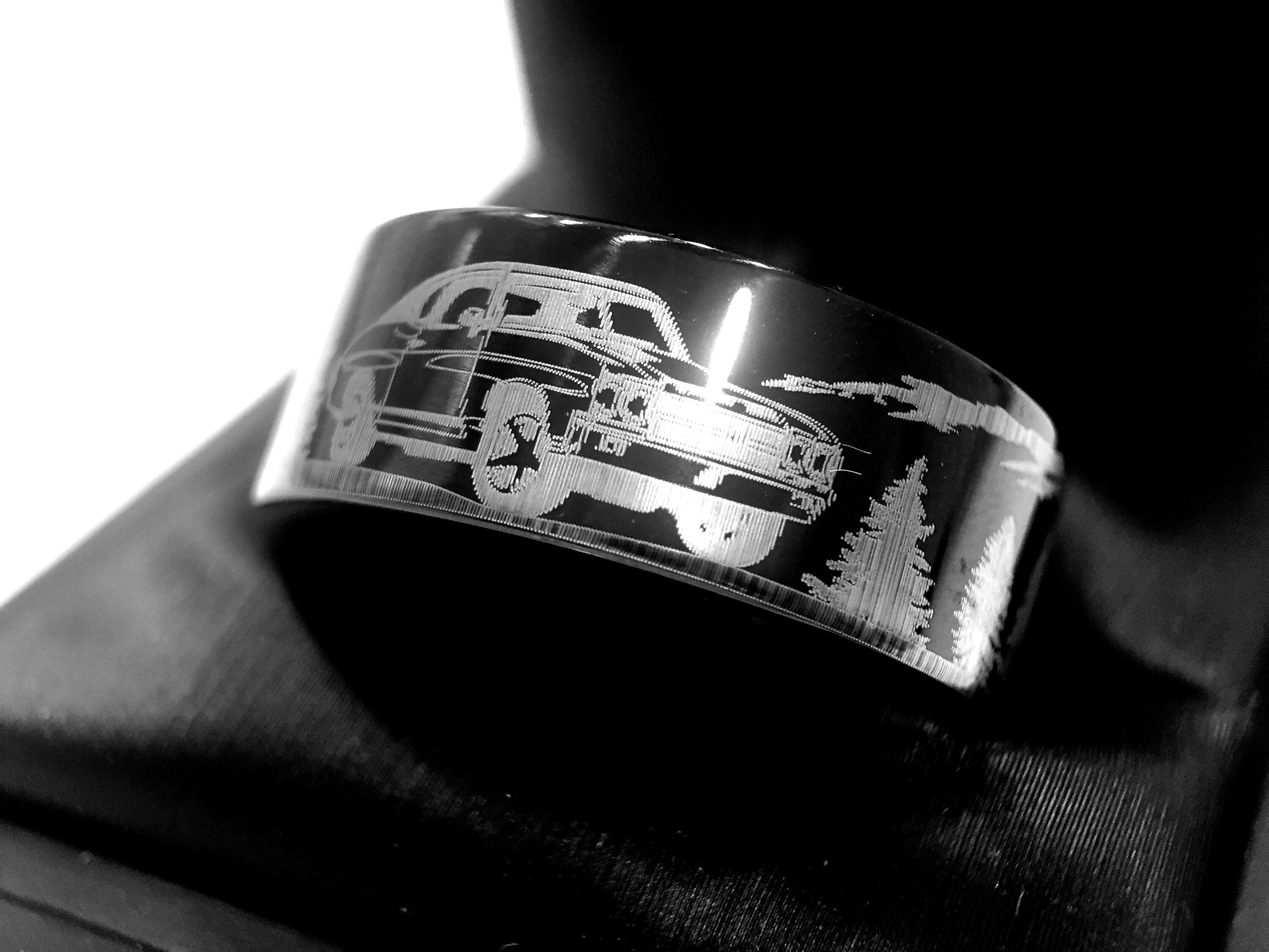 Mens Wedding Band Black Mustang Car Engraved Ring Mens Ring - Etsy Canada