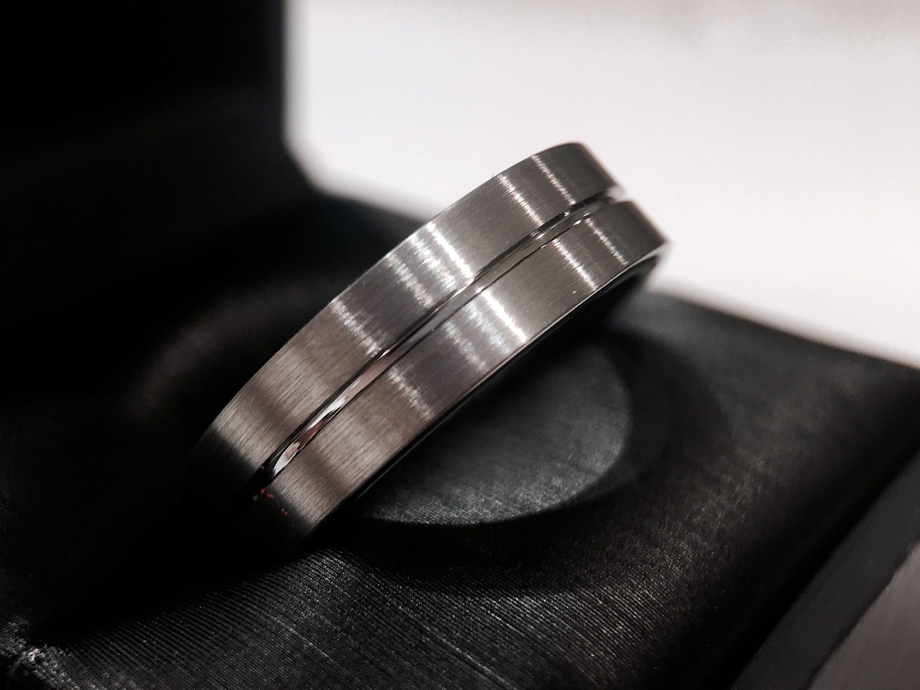 Gun Metal Tungsten Wedding Bands Set Matching Ring His Hers | Etsy
