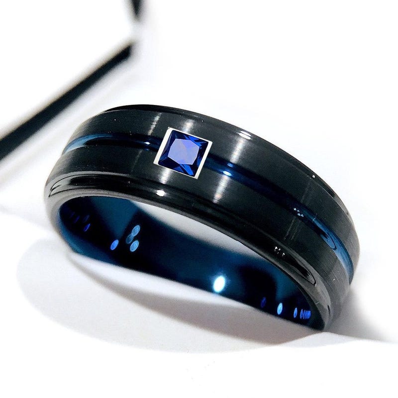 Men Sapphire Wedding Band - Etsy