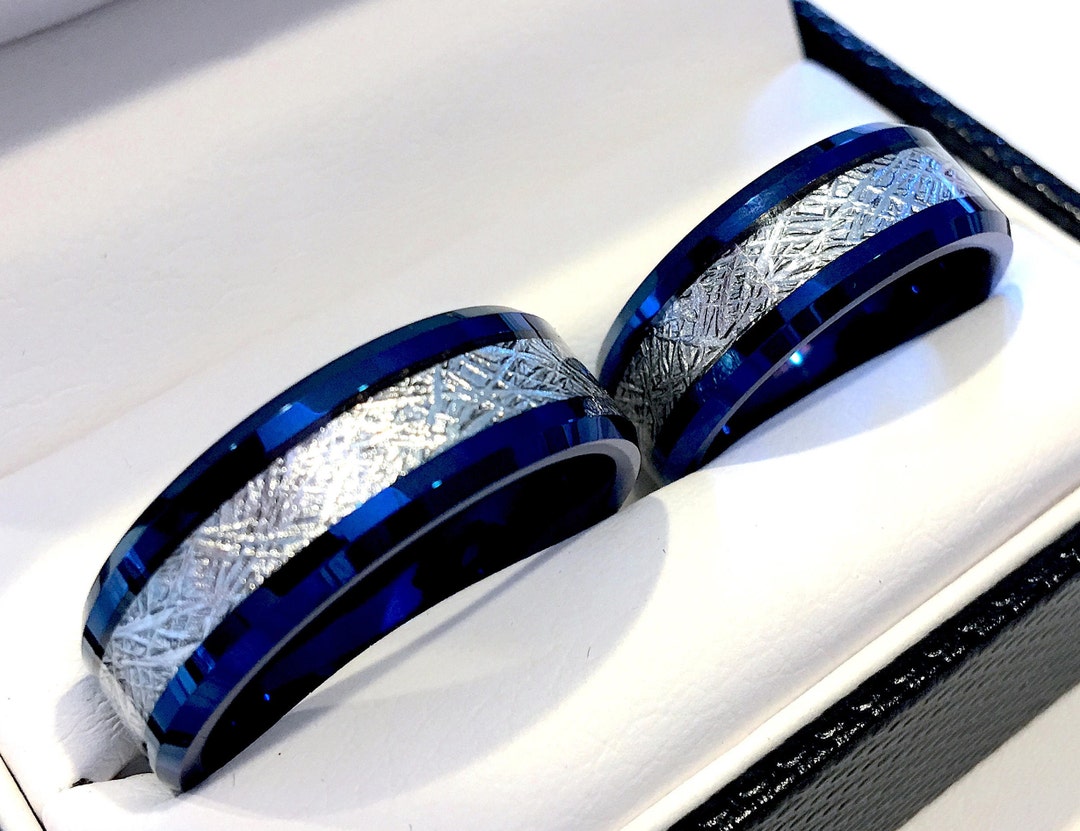 Matching Rings Sets, His and Hers Engagement Ring, Promise Ring, Blue ...