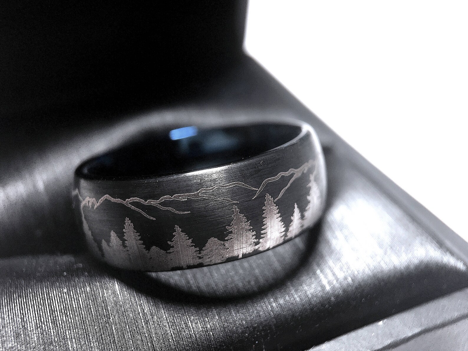 Mens Wedding Bands Fir Trees in Mountains Forest Landscape | Etsy