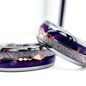 Mens Wedding Bands, Purple Ring, Matching Rings Set, His and Hers ...