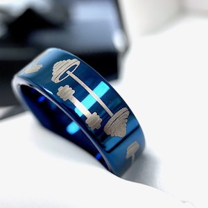 Dumbbell Ring Sport Ring Mens Ring Fitness Jewelry Sport - Etsy