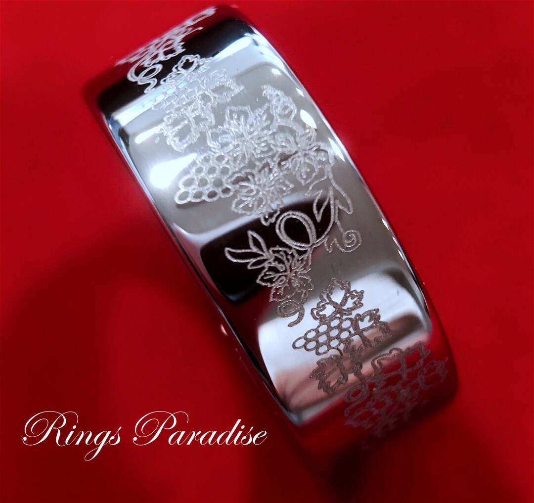 Grape Engraved Ring Custom Made Wedding Bands Tungsten Ring - Etsy