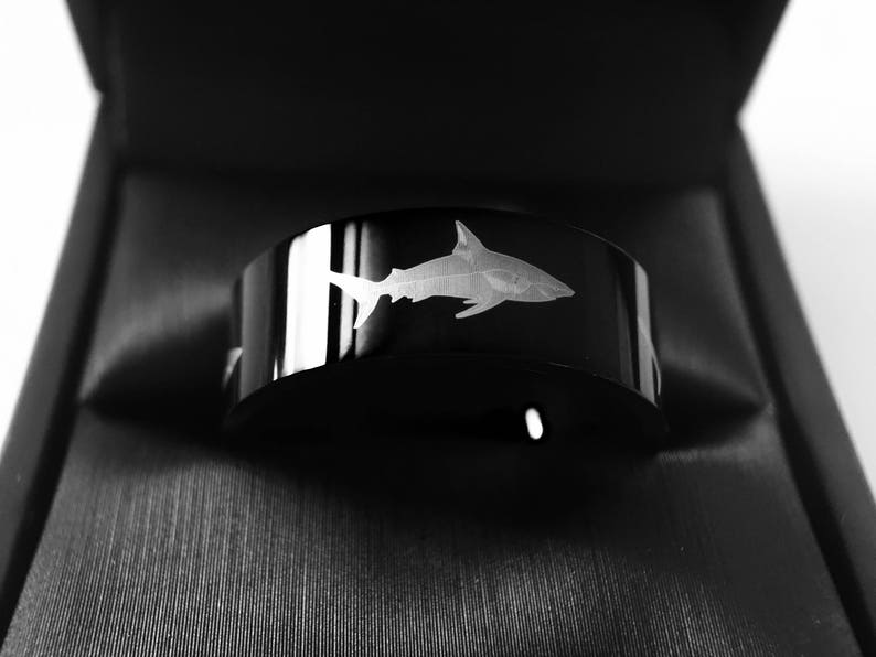 Wedding Band Men's Tungsten Ring Shark Ring Custom - Etsy