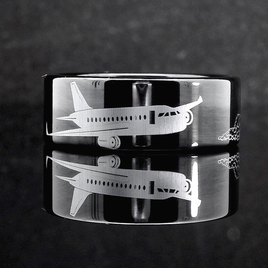 Airbus Pattern Ring | Black Tungsten Carbide | Men’s Promise Ring ...