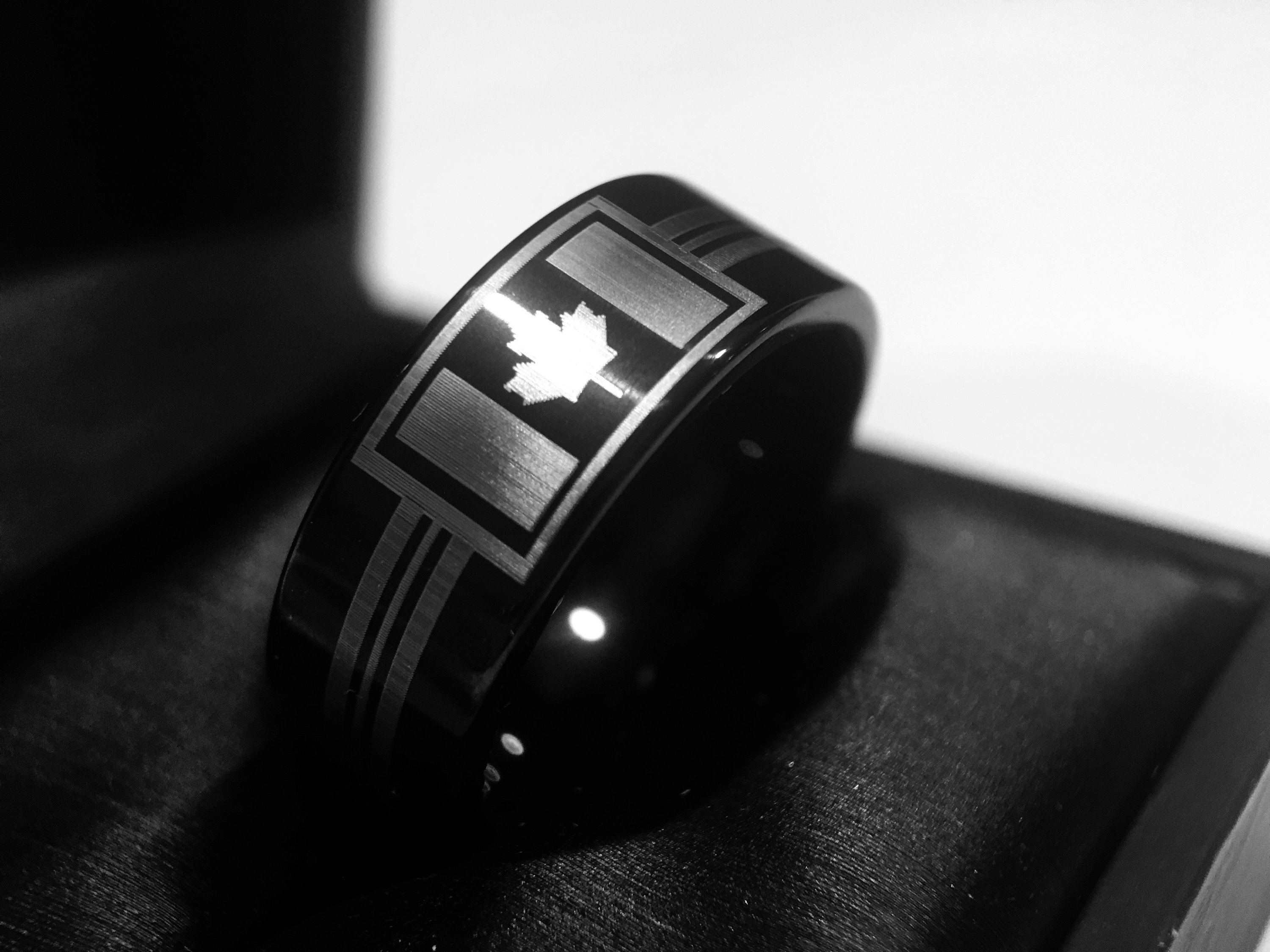 Mens Wedding Bands Military Ring Canadian Flag Engraved | Etsy