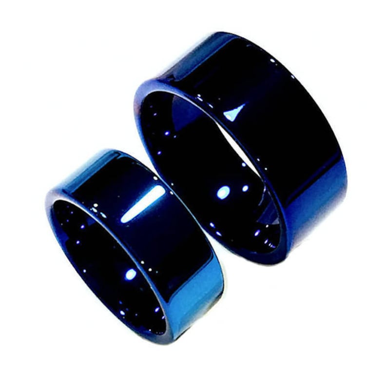 Blue Tungsten Ring Couples Wedding Ring Wedding Band Sets - Etsy