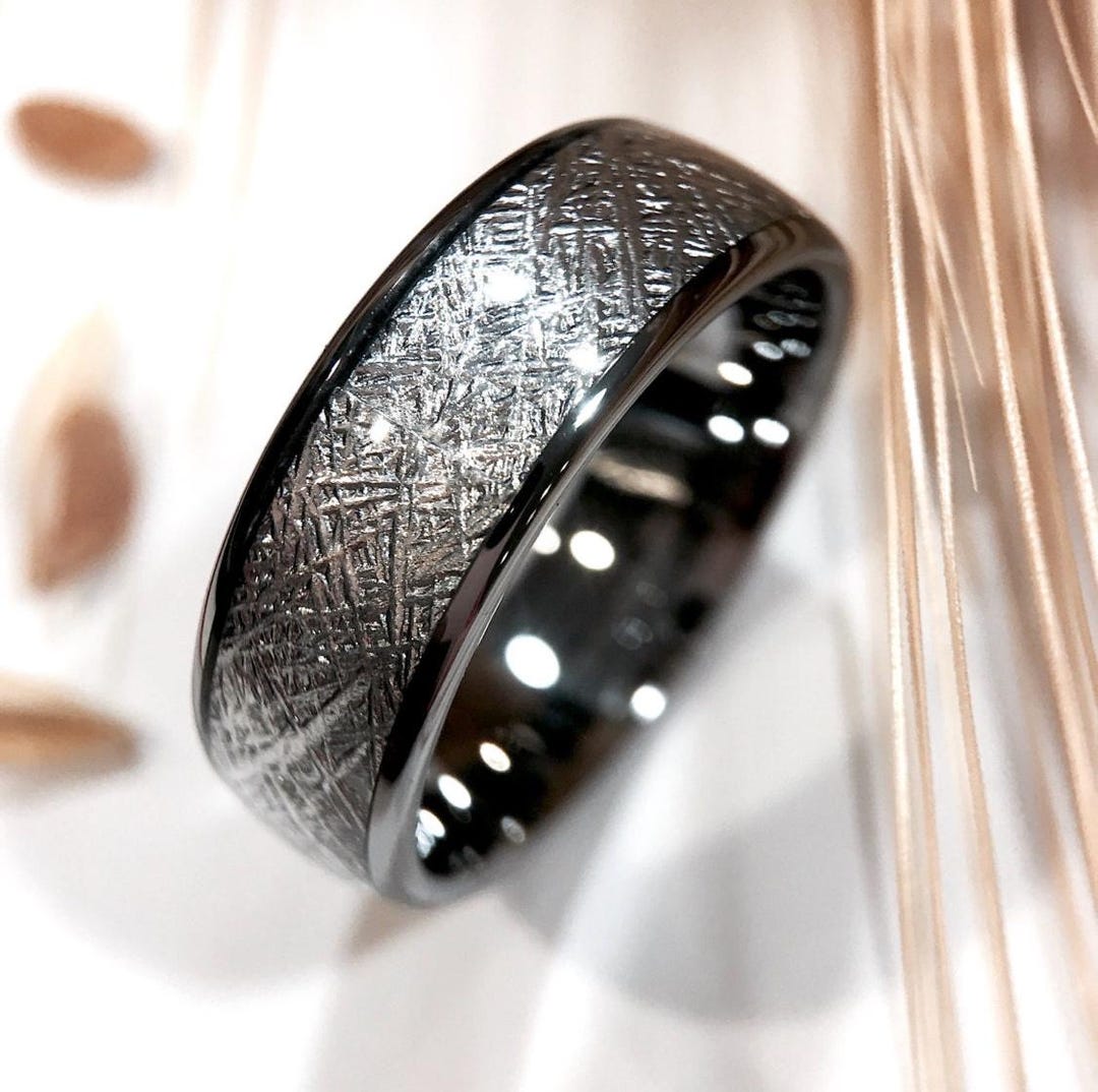 Meteorite Ring | Men’s & Women’s Tungsten Wedding Band | His and Hers ...