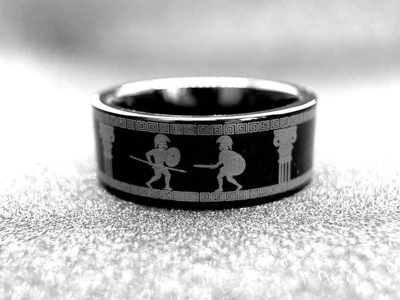 Tungsten Ring Ancient Greek Spartan Warriors Scene Pattern - Etsy