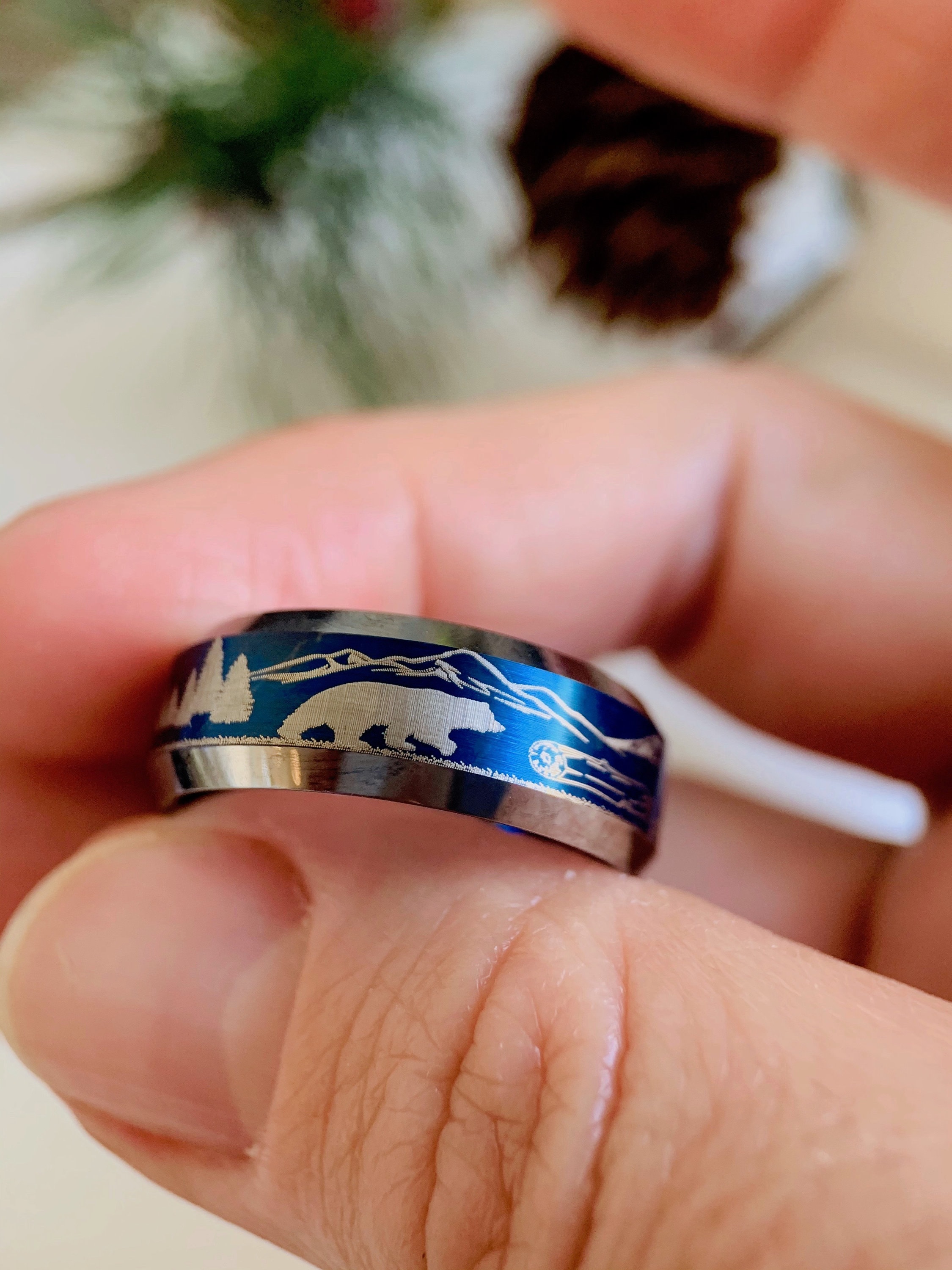 Bears in Mountains Forest Landscape Engagement Ring Promise | Etsy