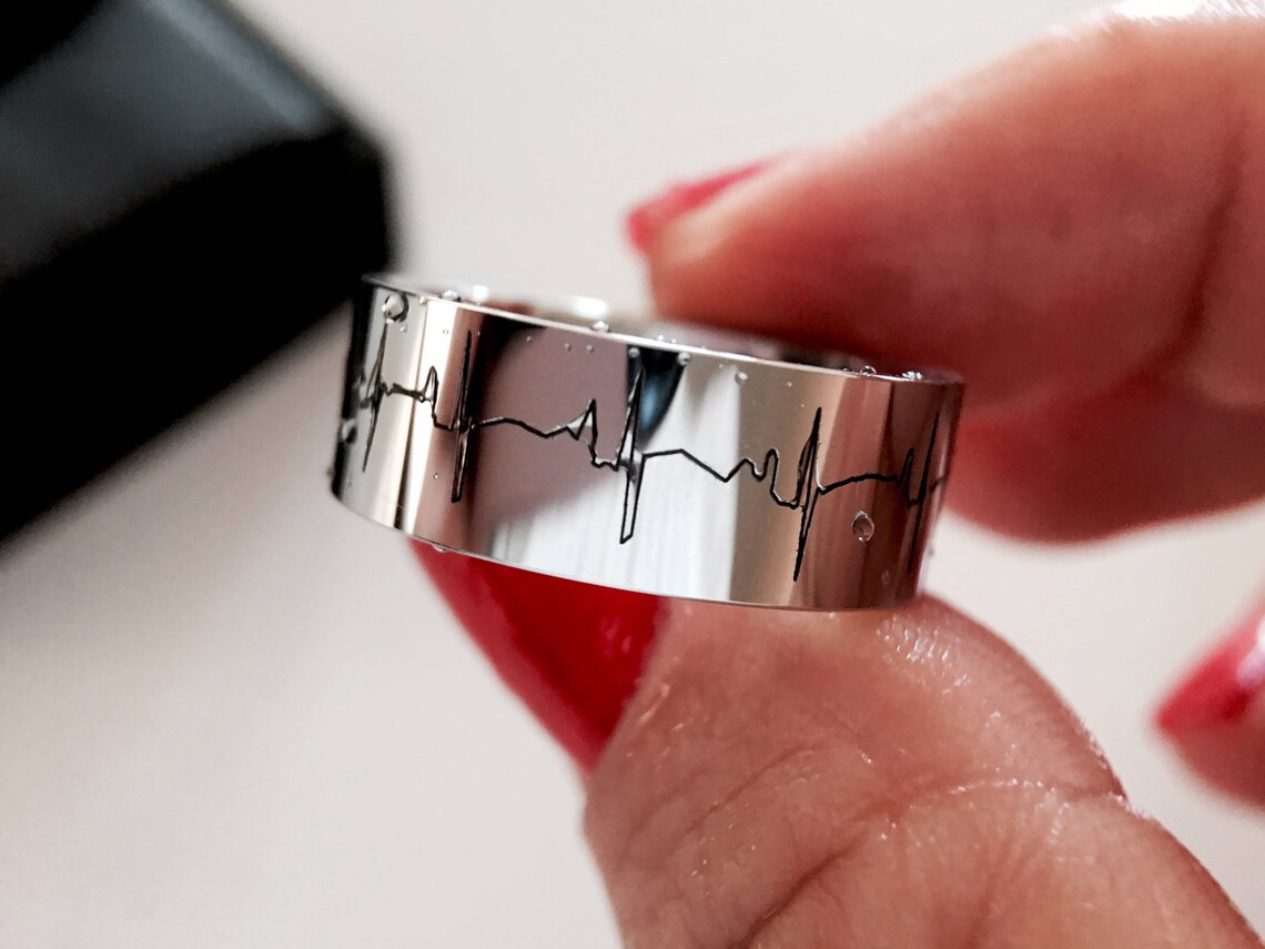 Heartbeats Ring Tungsten Ring Man Women Wedding Ring His and | Etsy