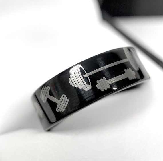 Dumbbell Ring Sport Ring Mens Ring Fitness Jewelry Sport - Etsy