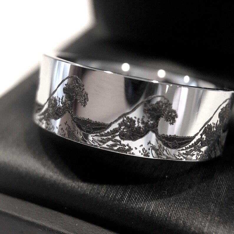 Wave Ring Ocean Ring Custom Wedding Ring Mens Wedding Band | Etsy