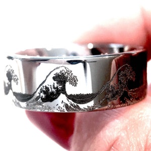 Wave Ring Ocean Ring Custom Wedding Ring Mens Wedding Band - Etsy