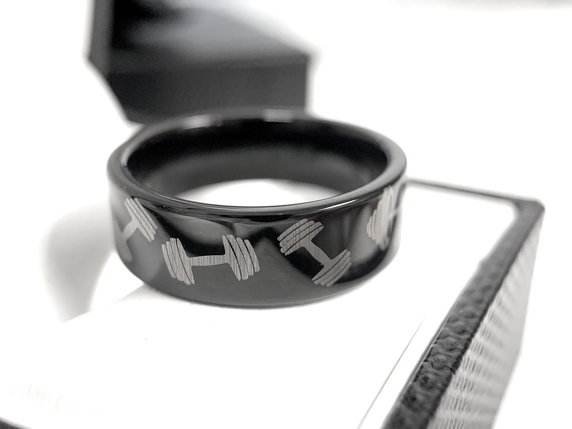 Dumbbell Ring Sport Ring Mens Ring Fitness Jewelry Sport | Etsy
