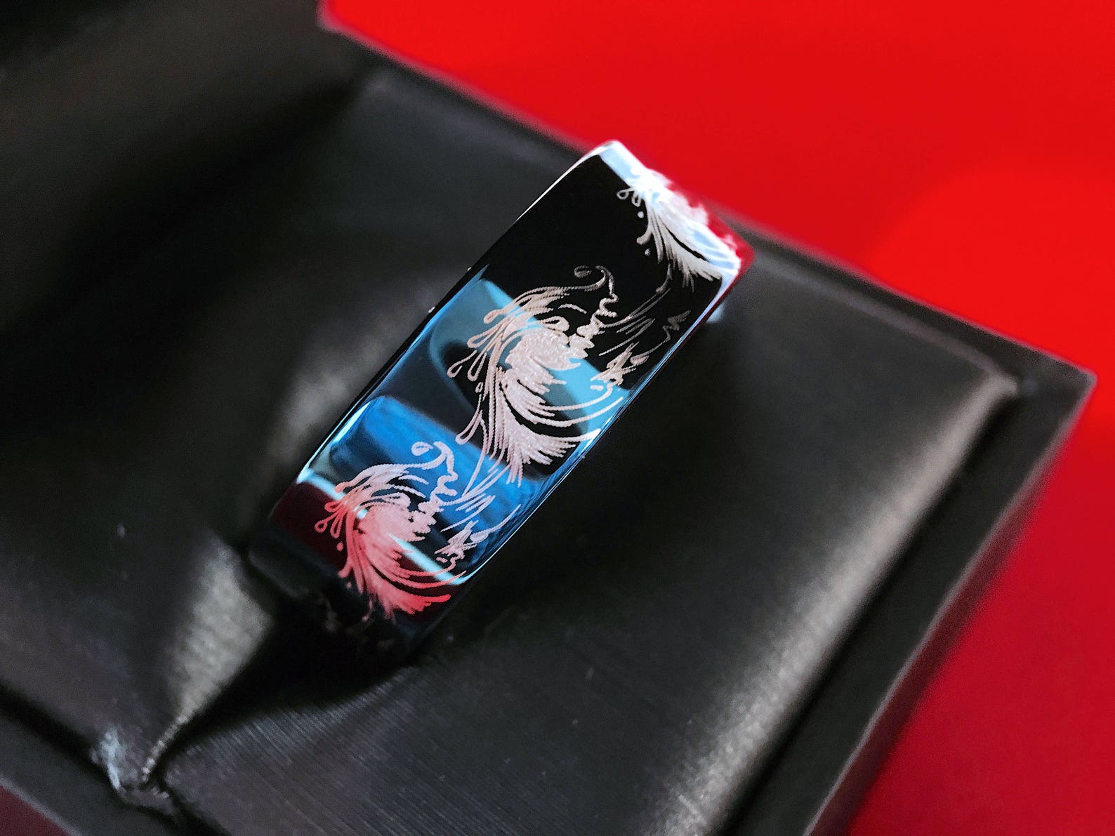 Men Wedding Band Ocean Ring Wave Ring Mens Blue Tungsten - Etsy