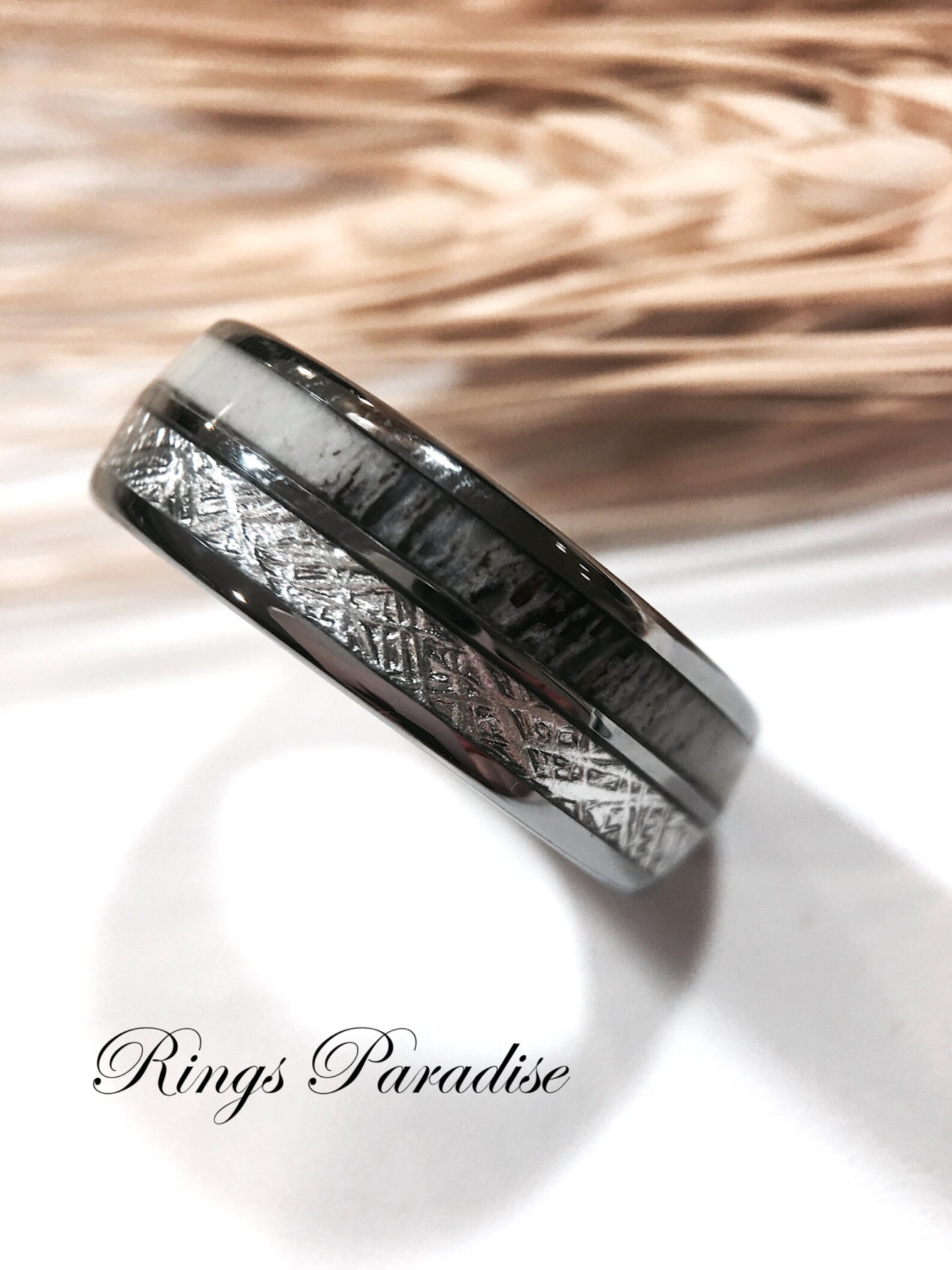 Real Antler Elk Ring Men and Women Wedding Band Meteorite - Etsy