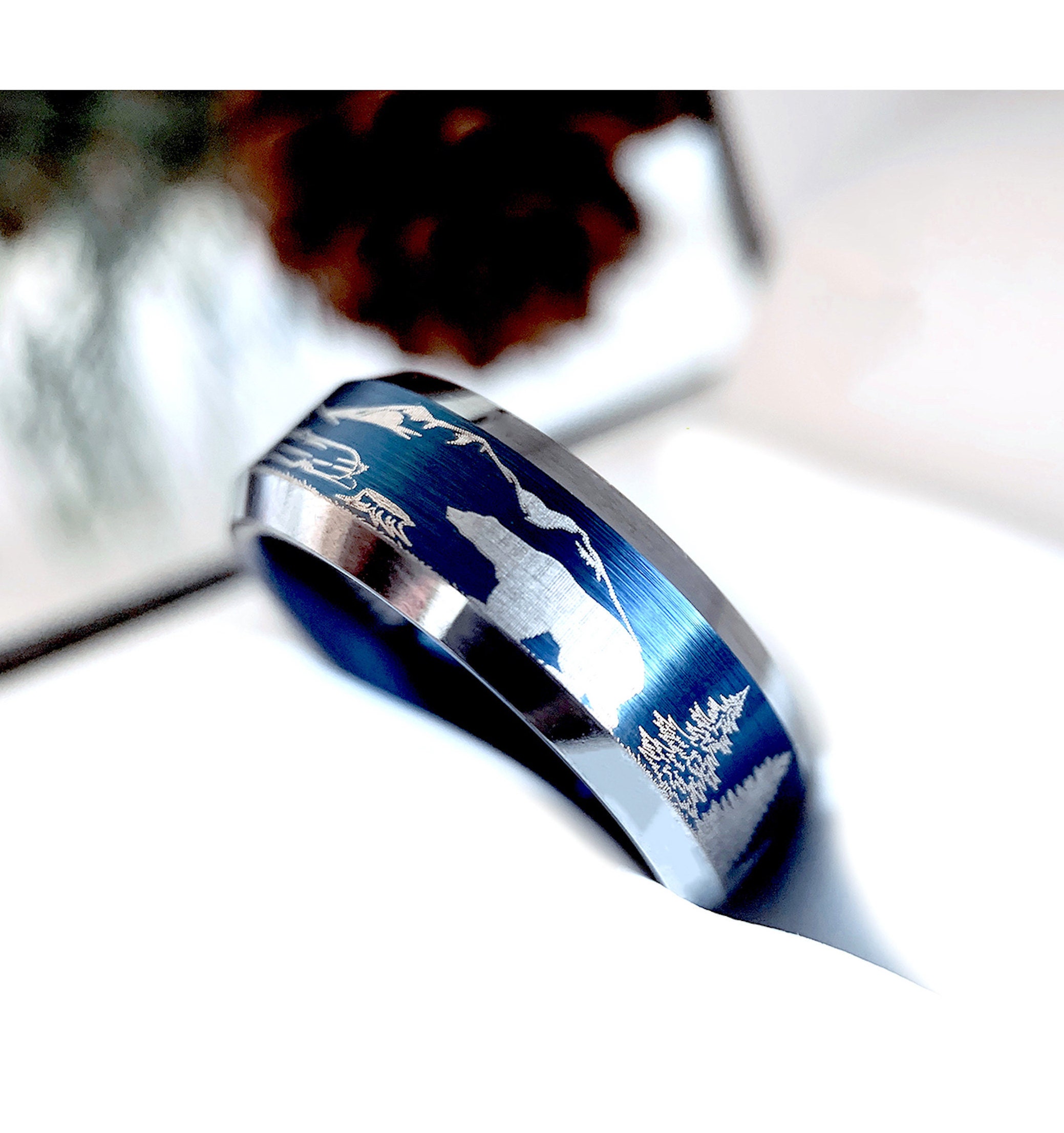 Bears in Mountains Forest Landscape Engagement Ring Promise | Etsy