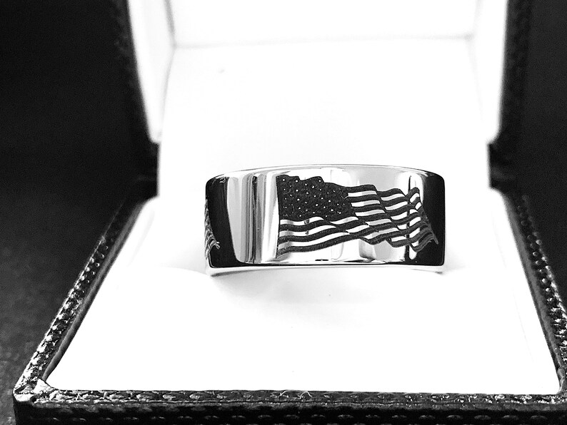 American Flag Ring Tungsten Wedding Band Mens Tungsten Ring | Etsy