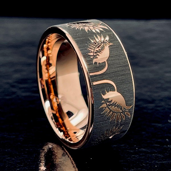 Mens Wedding Ring With Rose Pattern - Etsy