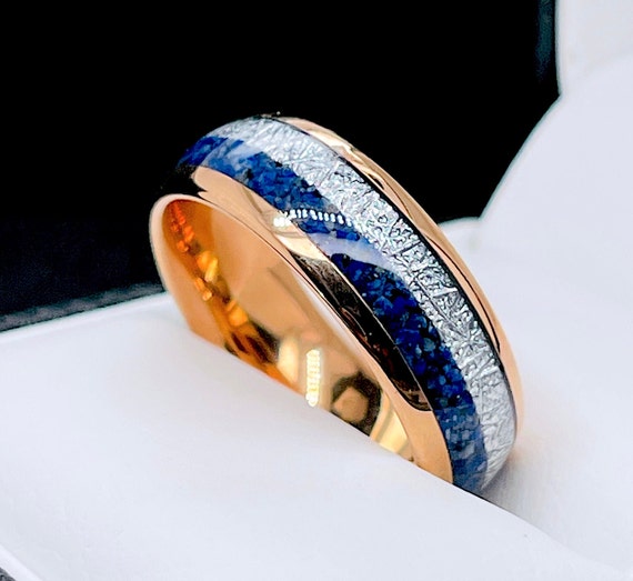 Matching Rings Set Couples Rings Blue Lapis and Meteorite | Etsy