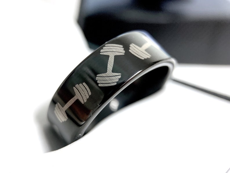 Dumbbell Ring Sport Ring Mens Ring Fitness Jewelry Sport - Etsy