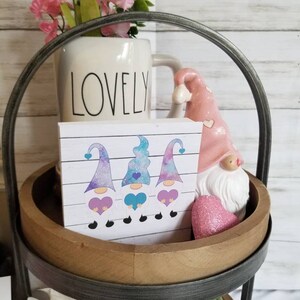 Gnome Valentine Sign, Gnome Sign, Tiered Tray Valentines Day Decor ...