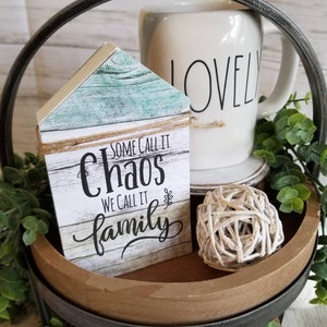Farmhouse Family Sign, Farmhouse Tiered Tray Decor, Mini Wood House ...