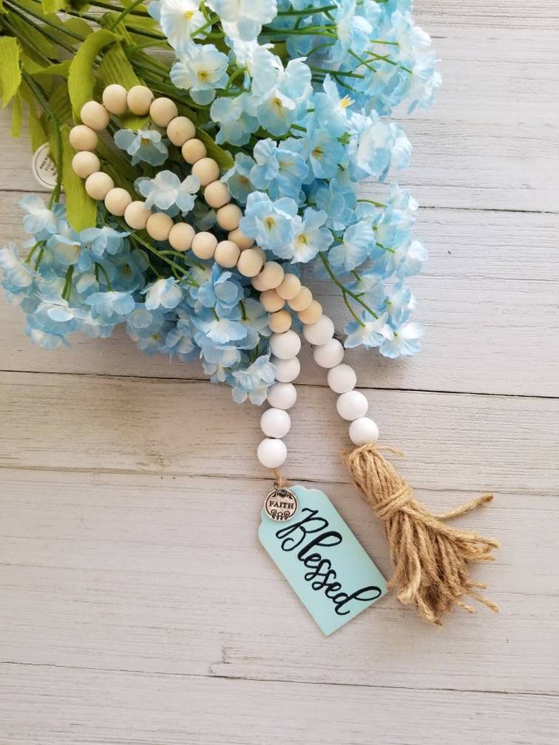 Spring Garland for Mantel Farmhouse Wood Bead Garland Wood - Etsy