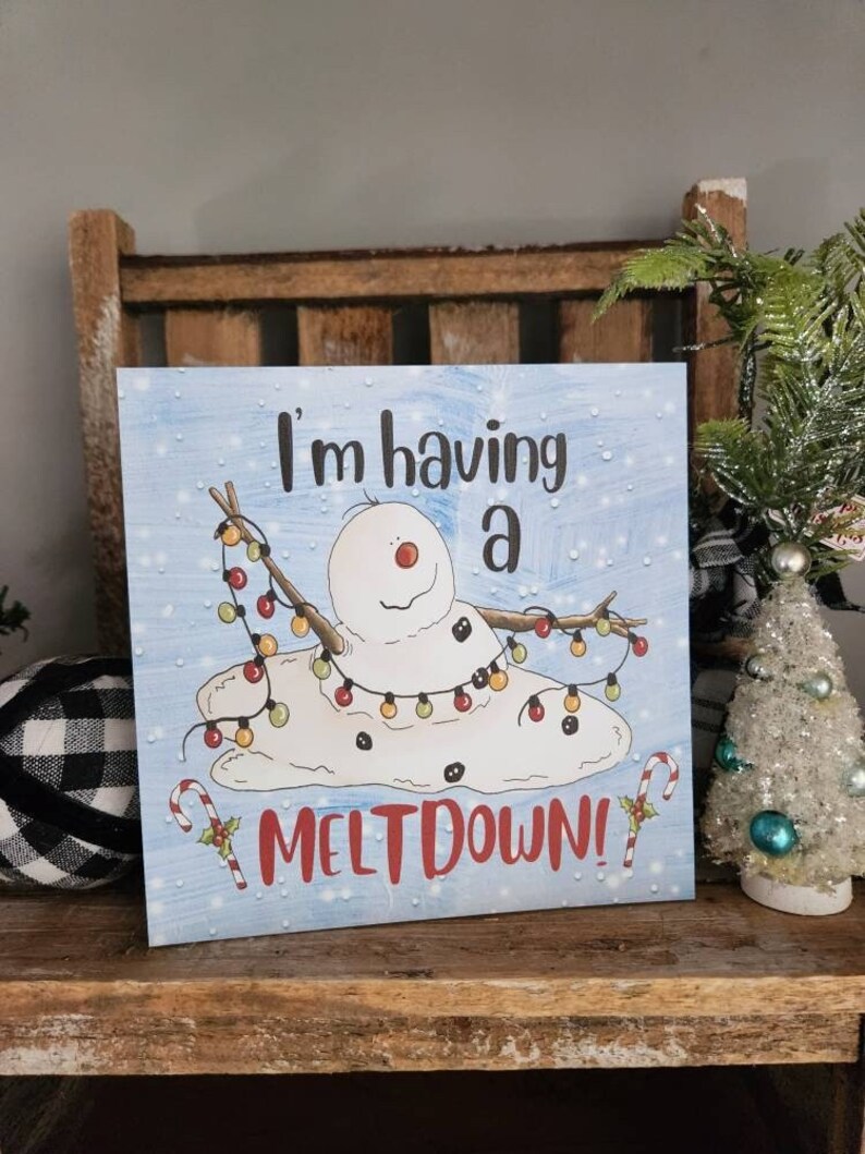 Meltdown Snowman Winter Sign, Tiered Tray Christmas Decor - Etsy