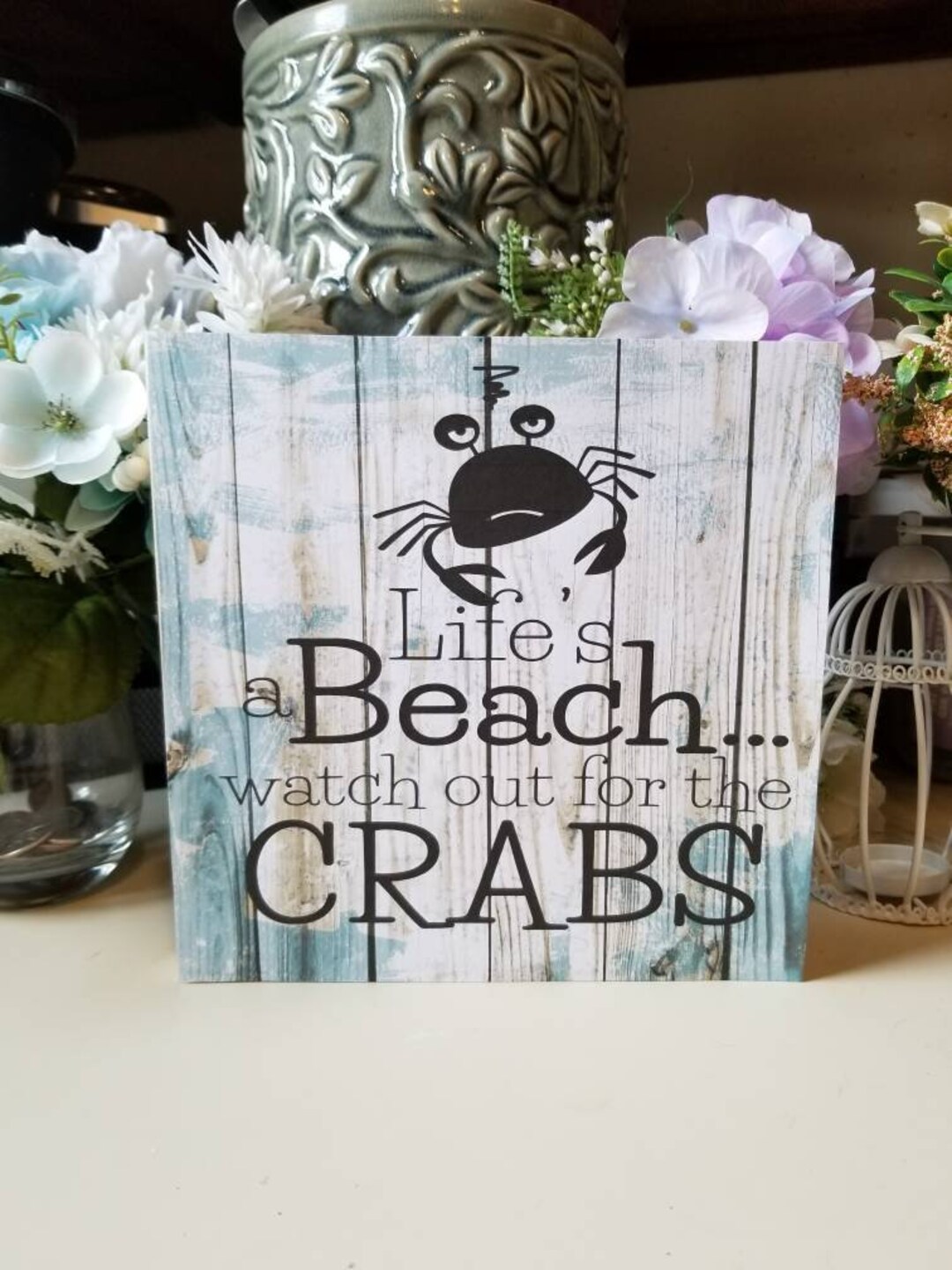 Rustic Wooden Beach Sign, Crab Decor, Beach House Art - Etsy